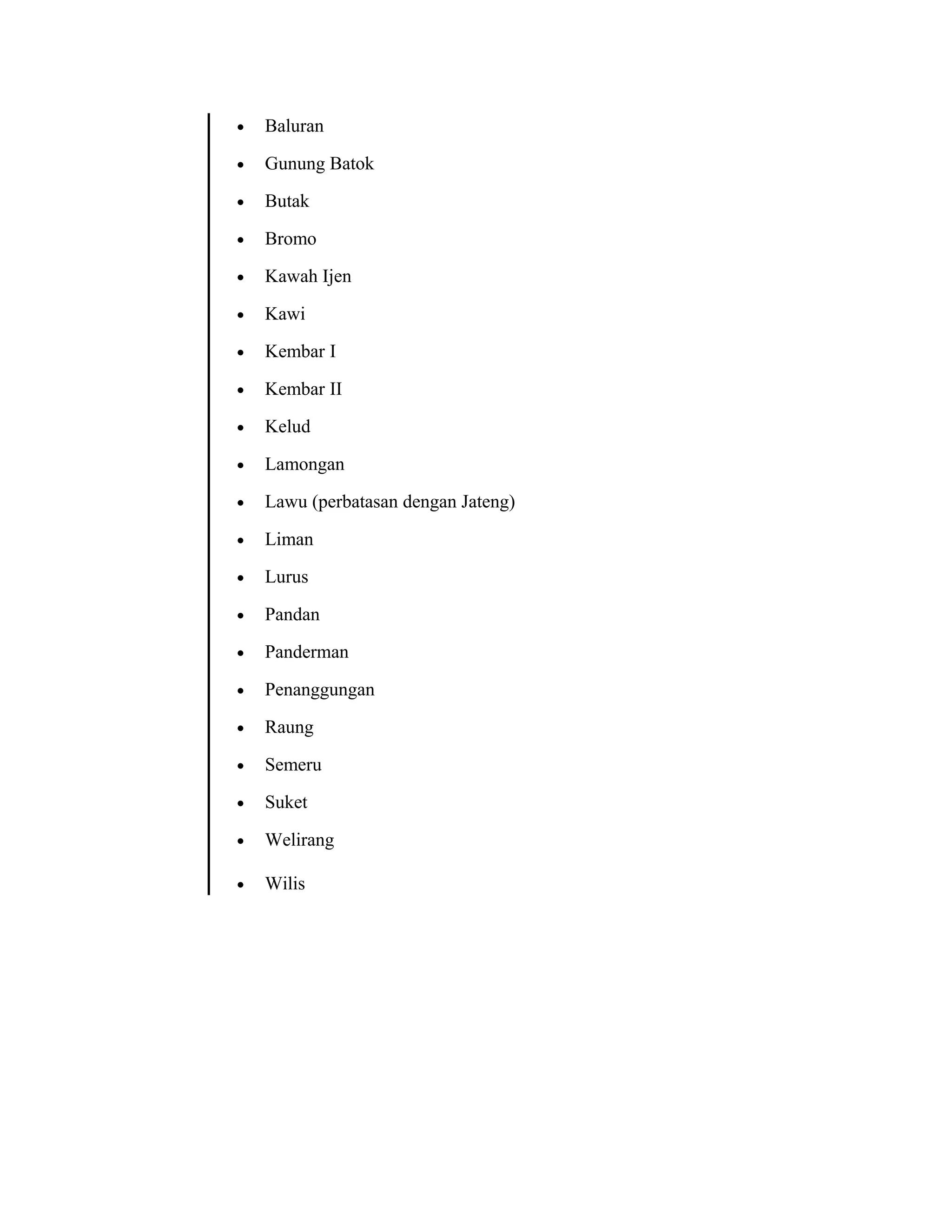 Daftar nama gunung di indonesia beserta letaknya | PDF