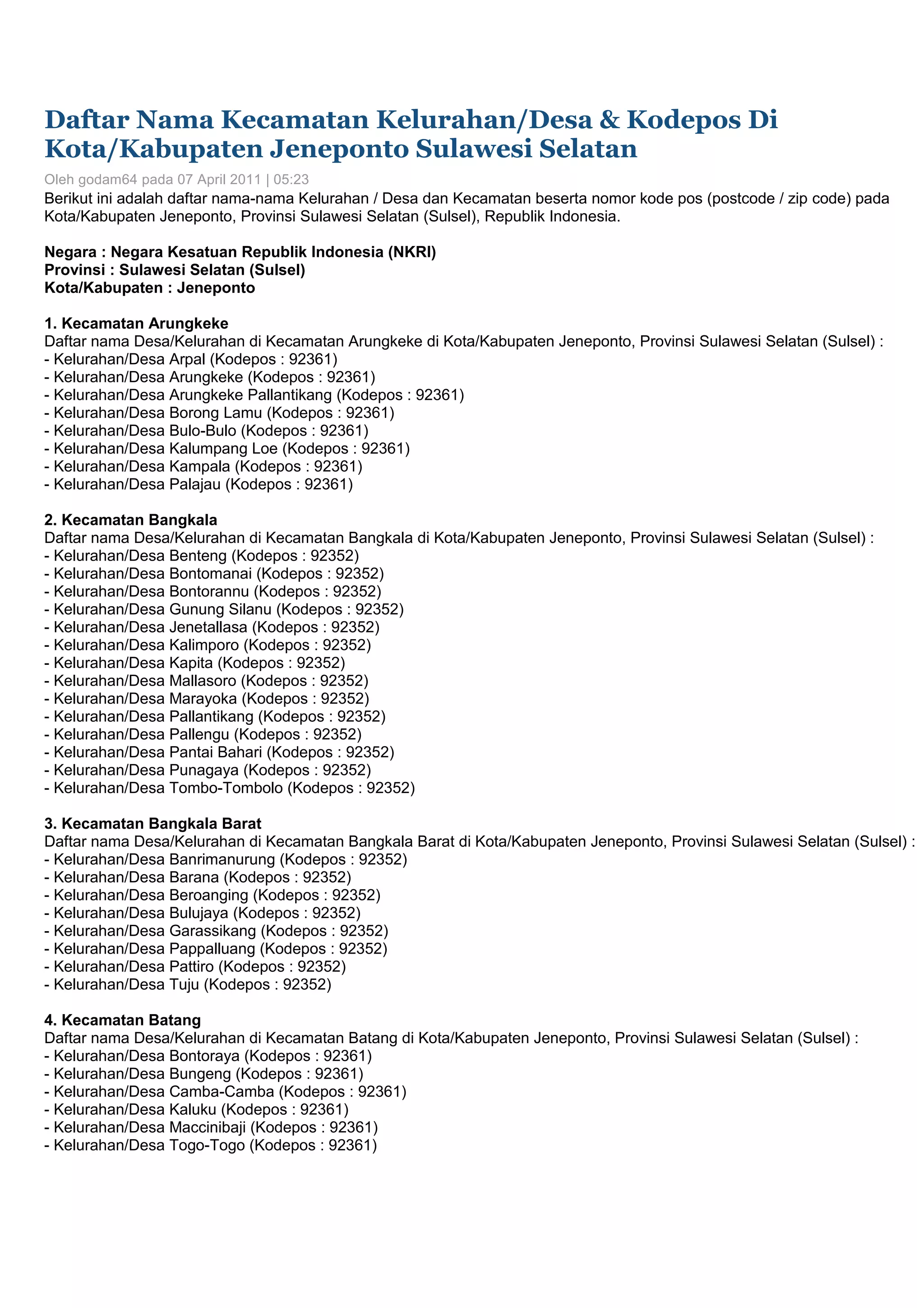 Daftar nama kecamatan kelurahan | DOC
