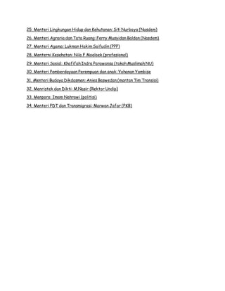 Daftar nama menteri | PDF