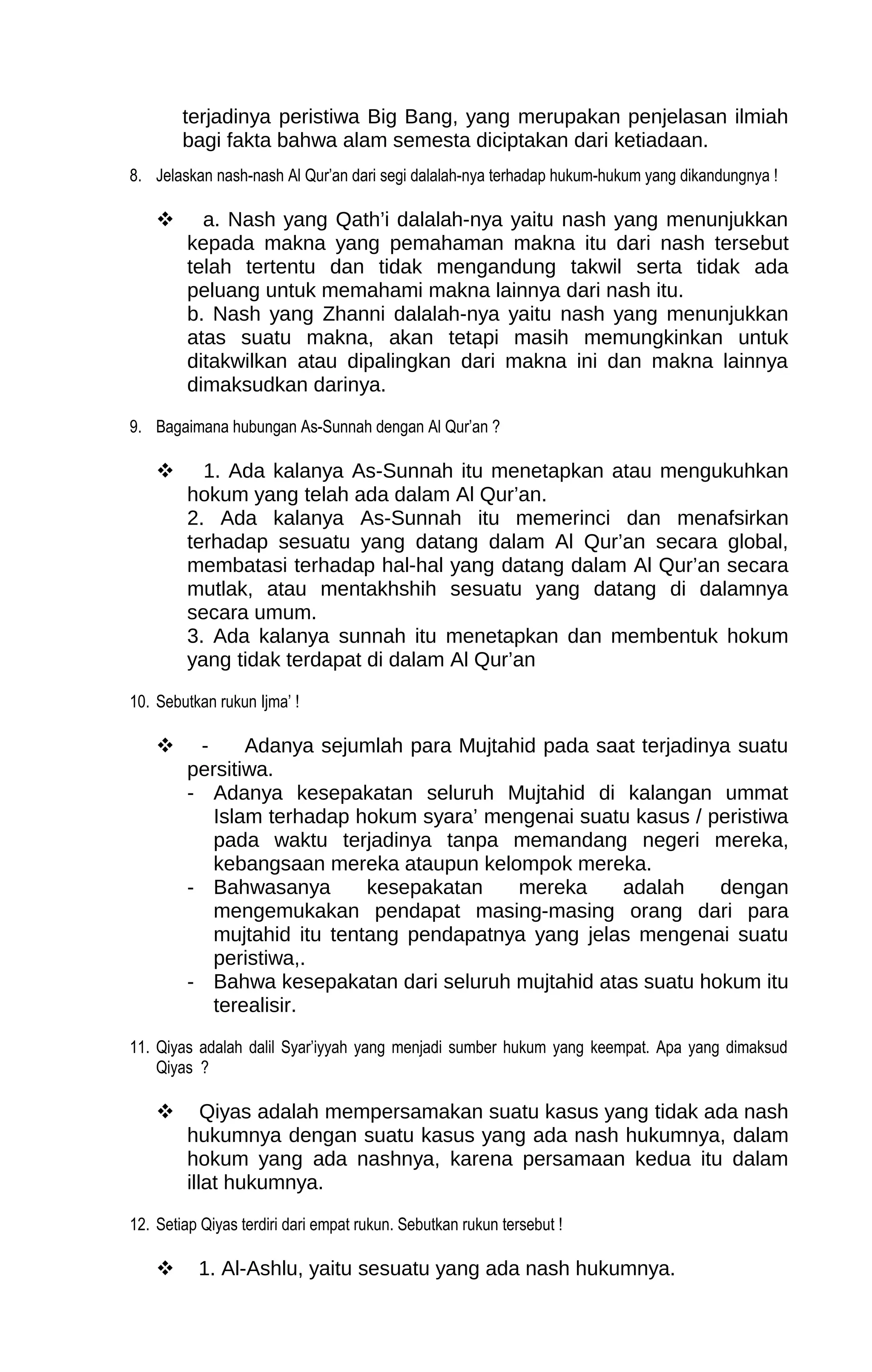 Daftar Pertanyaan Ushul Fiqh | DOC