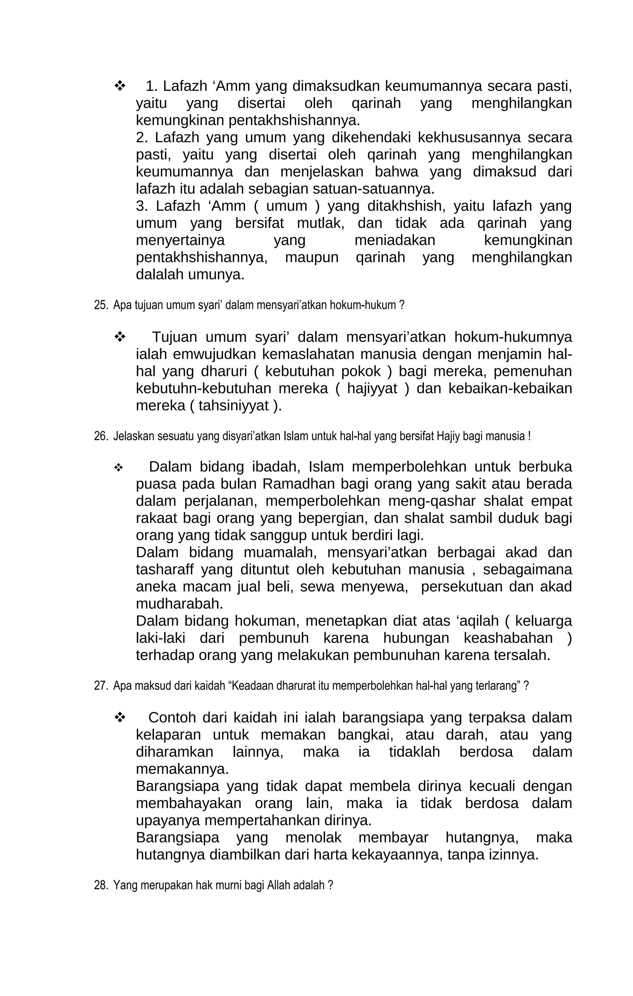 Daftar Pertanyaan Ushul Fiqh | DOC