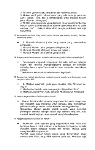 Daftar Pertanyaan Ushul Fiqh | DOC