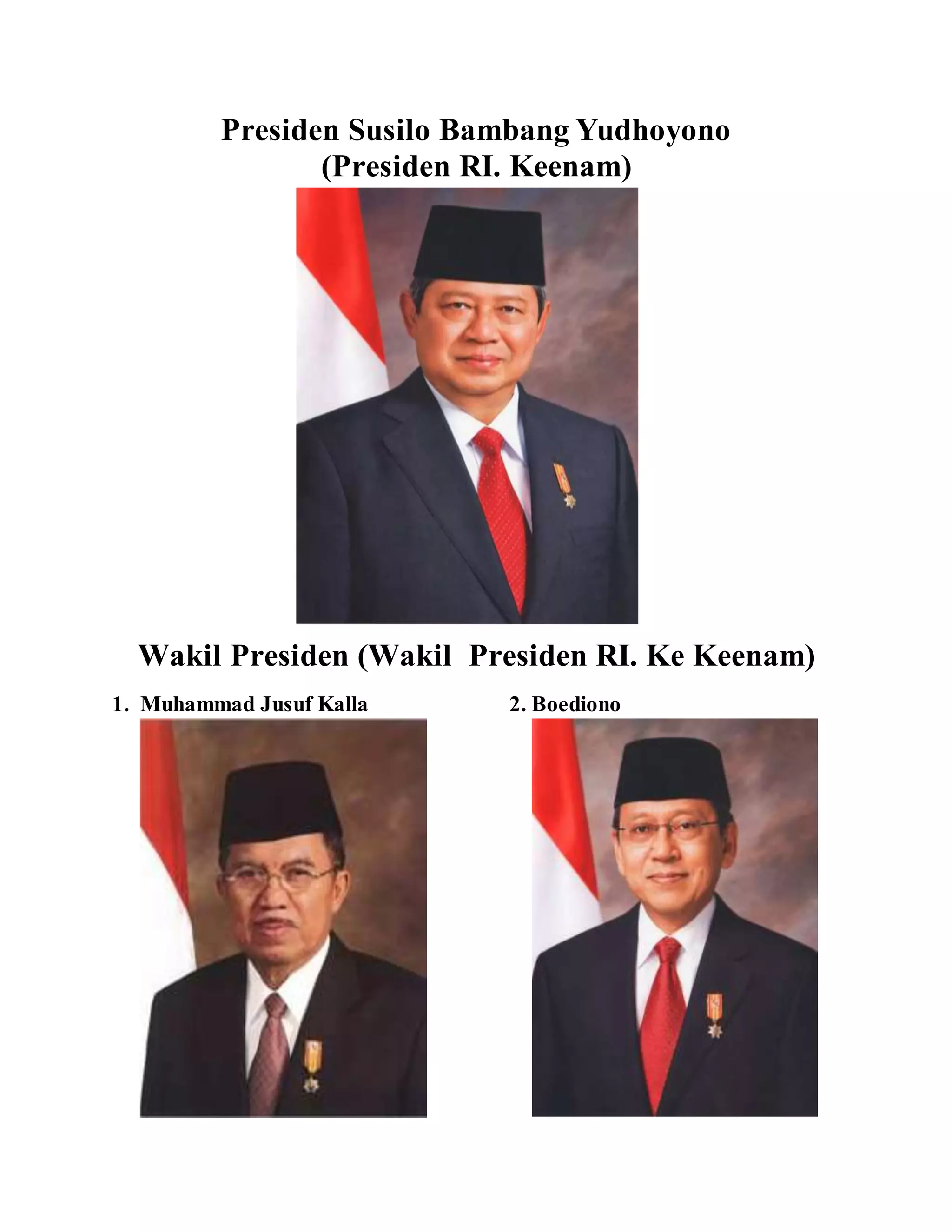 Daftar presiden dan wakil presiden ri serta fotonya | DOCX