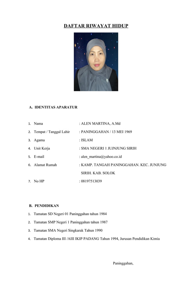 Daftar Riwayat Hidup = Alen Martina | DOC