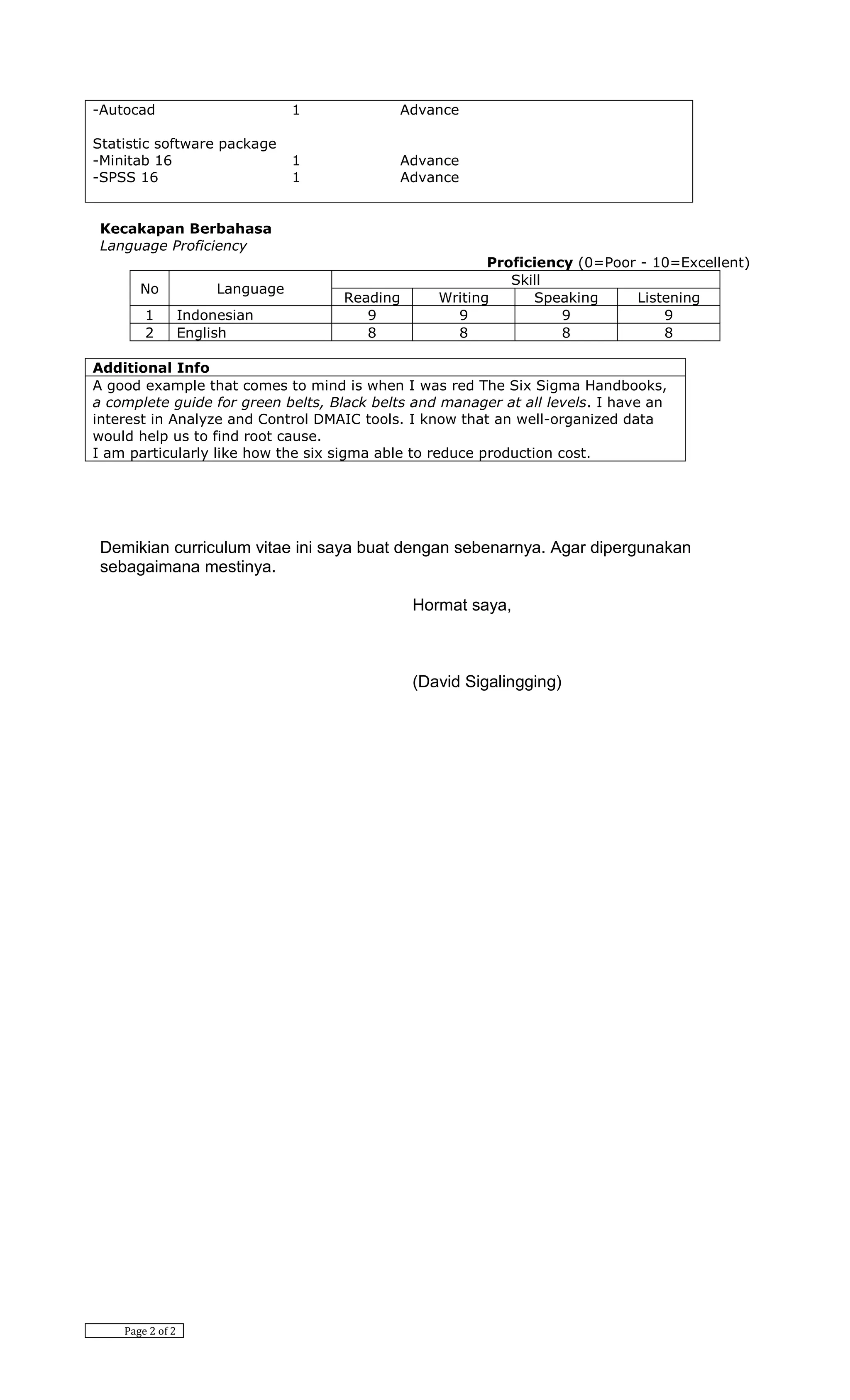 Daftar riwayat hidup | PDF