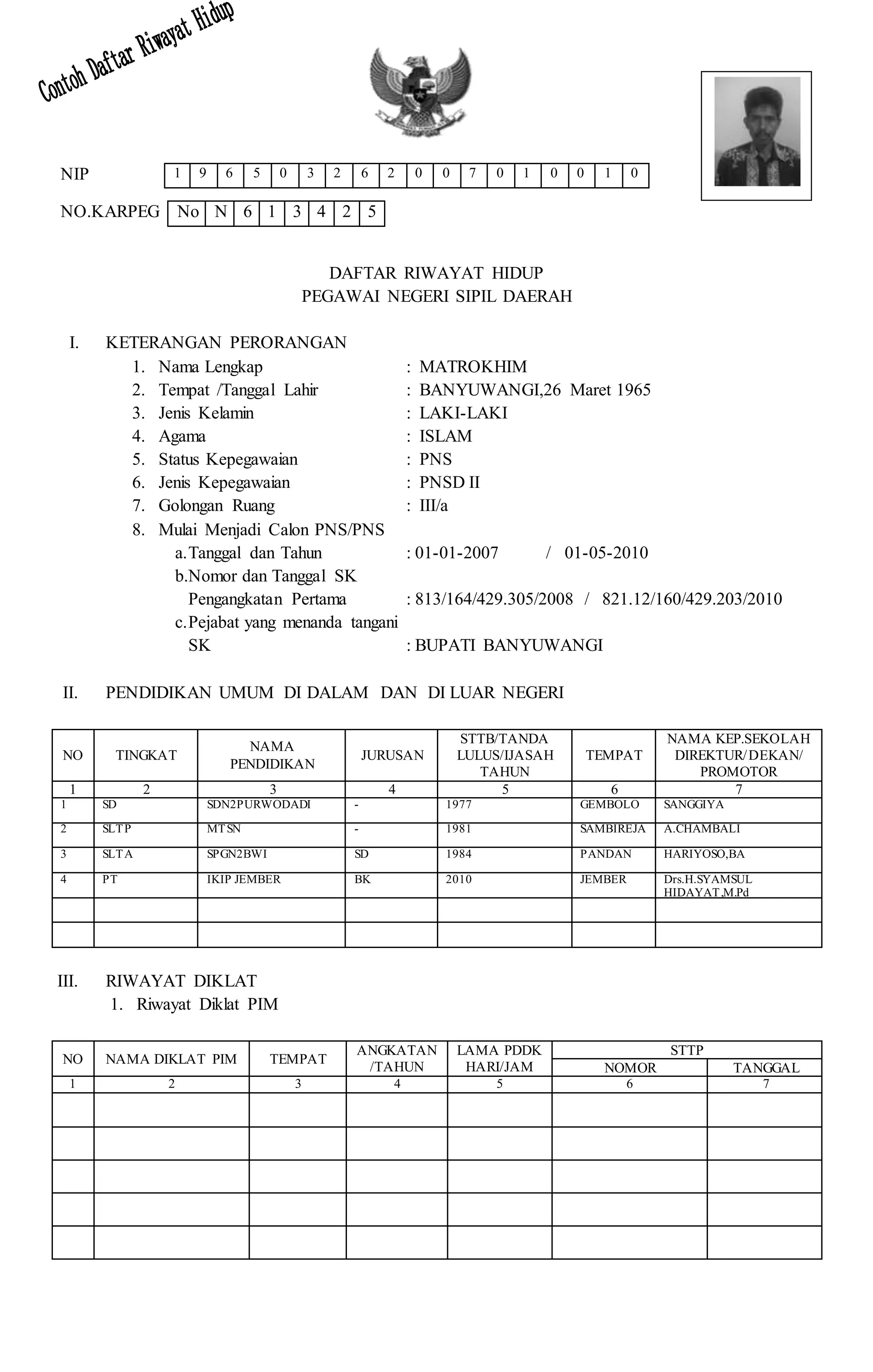 Daftar riwayat hidup | DOCX
