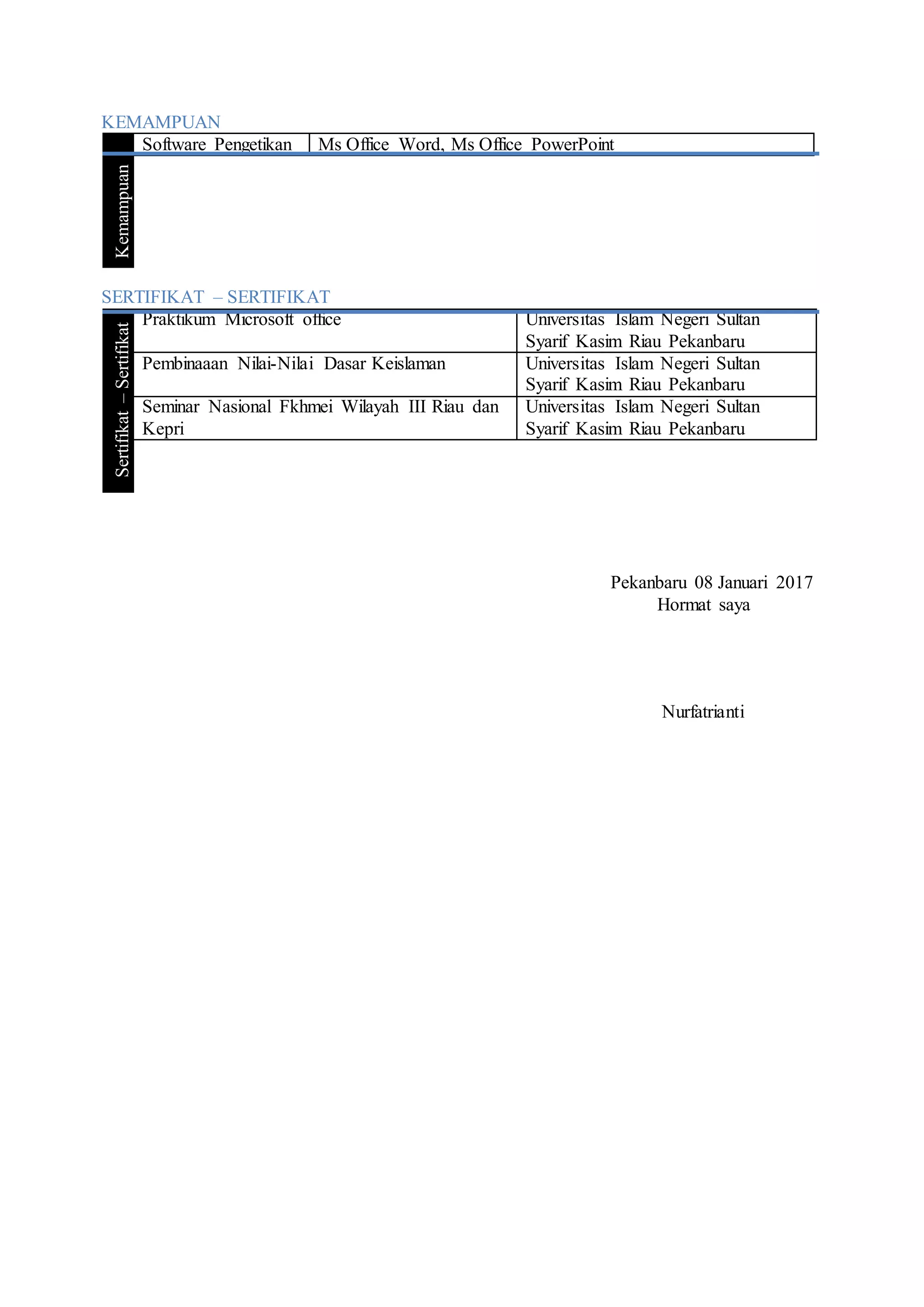 CV Nur Fatrianti | DOCX