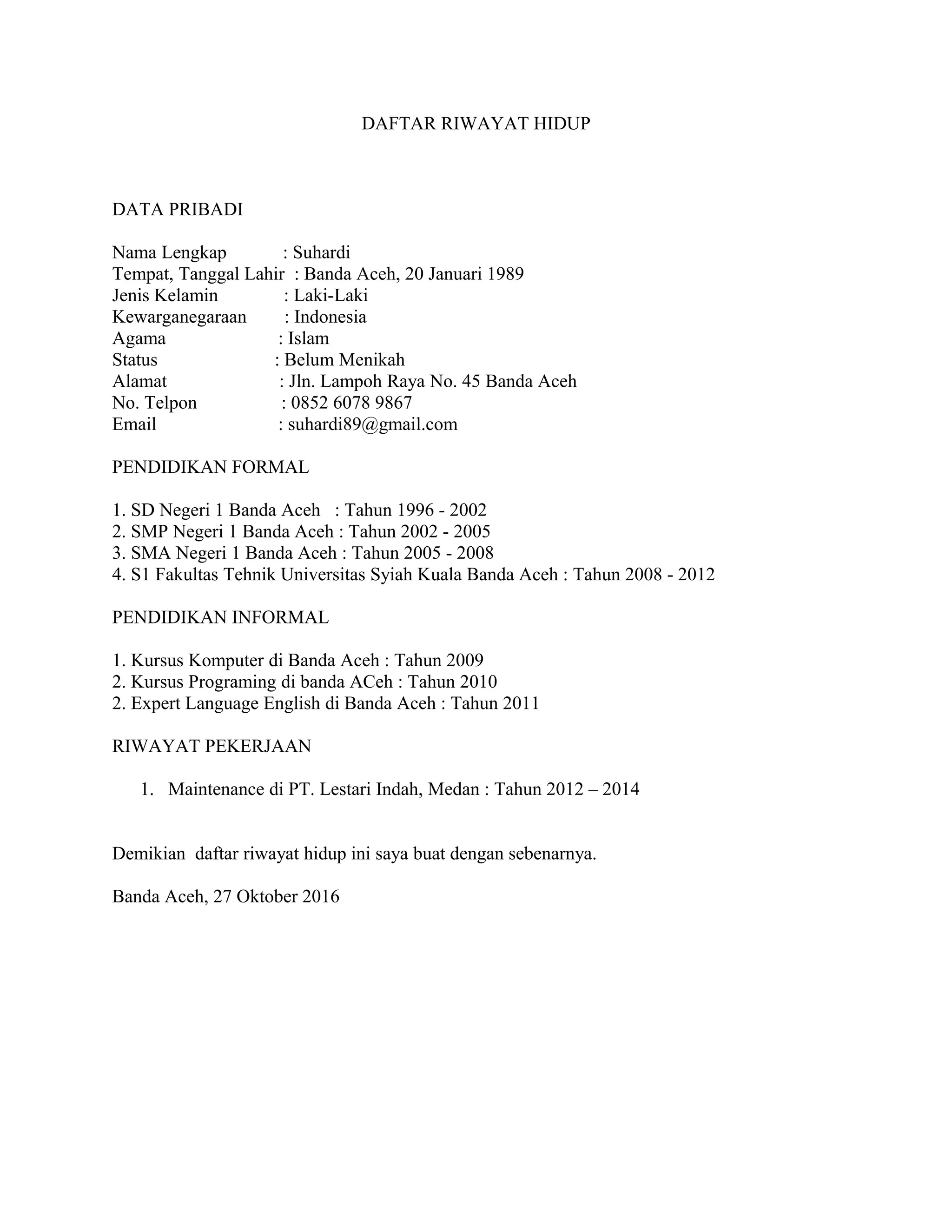 Daftar riwayat hidup | DOC