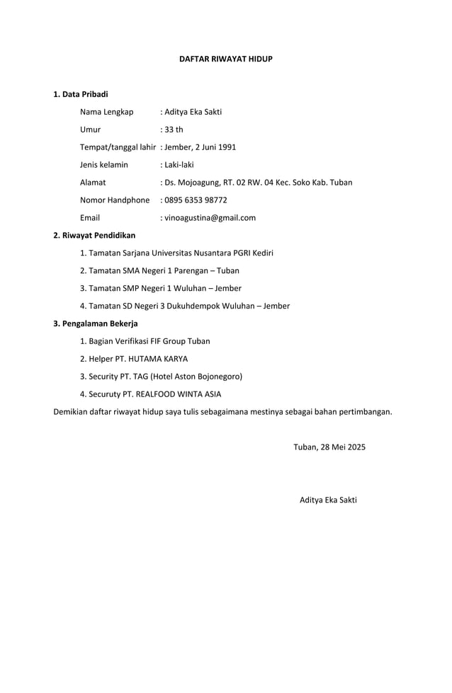 contoh daftar riwayat hidup untuk melamar pekerjaan.pdf