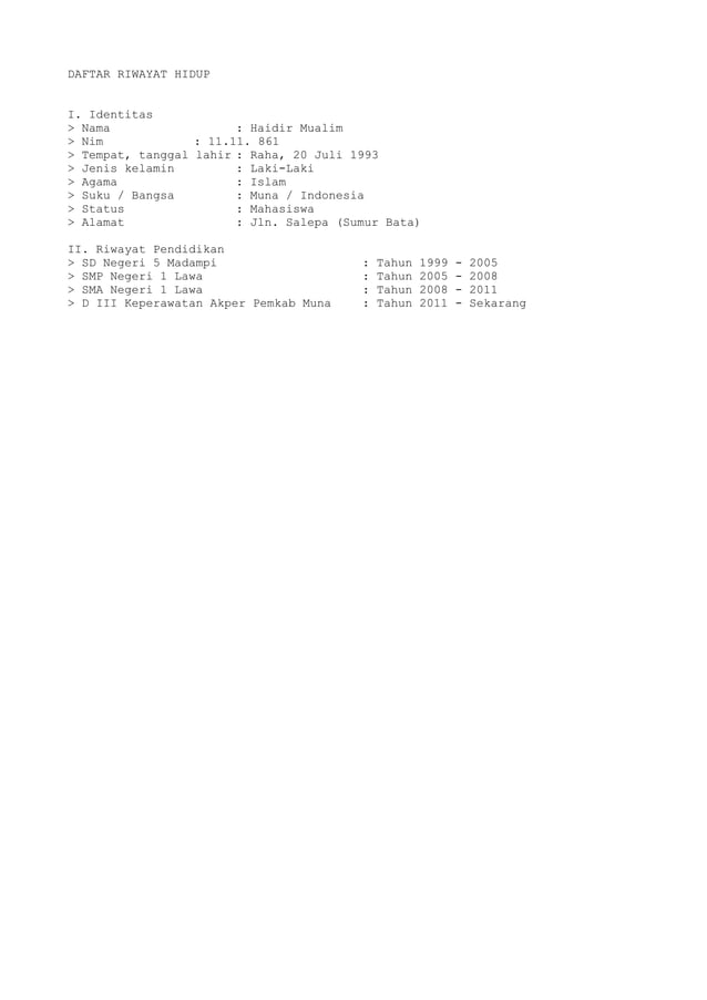 Daftar riwayat hidup akper | TXT