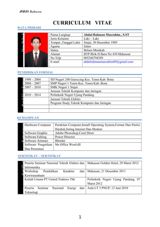 Daftar riwayat hidup arm indonesia | DOC