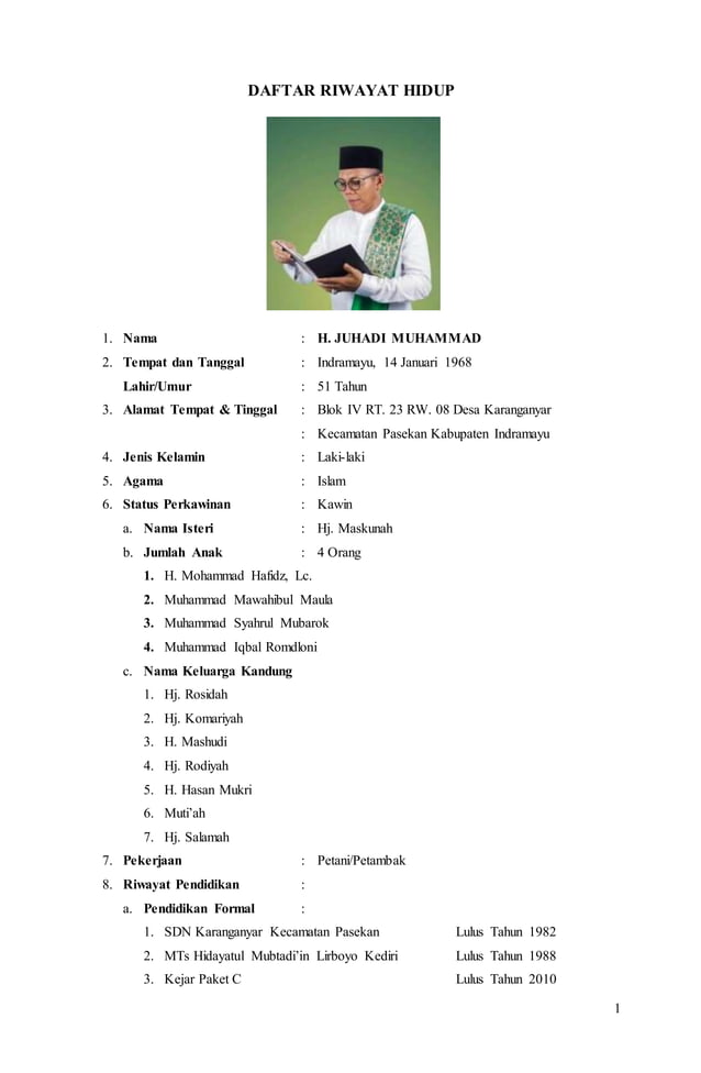 Daftar riwayat hidup h. juhadi | DOCX