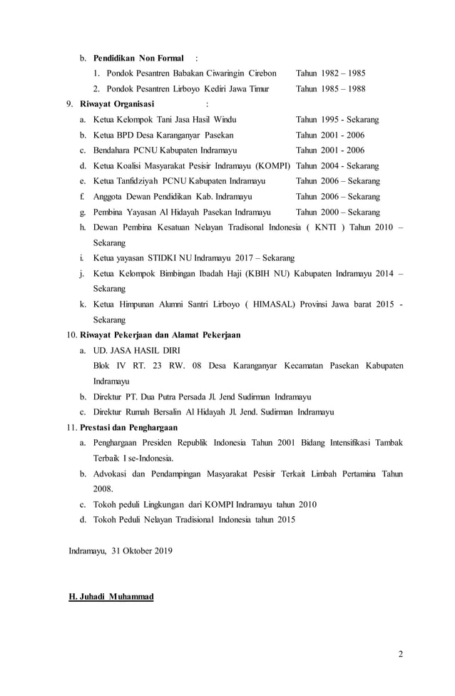 Daftar riwayat hidup h. juhadi | DOCX