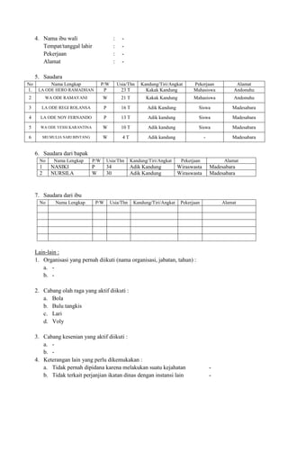 Daftar riwayat hidup mendaftar polri | DOCX