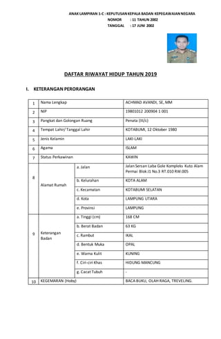 file Daftar riwayat hidup pns | DOCX