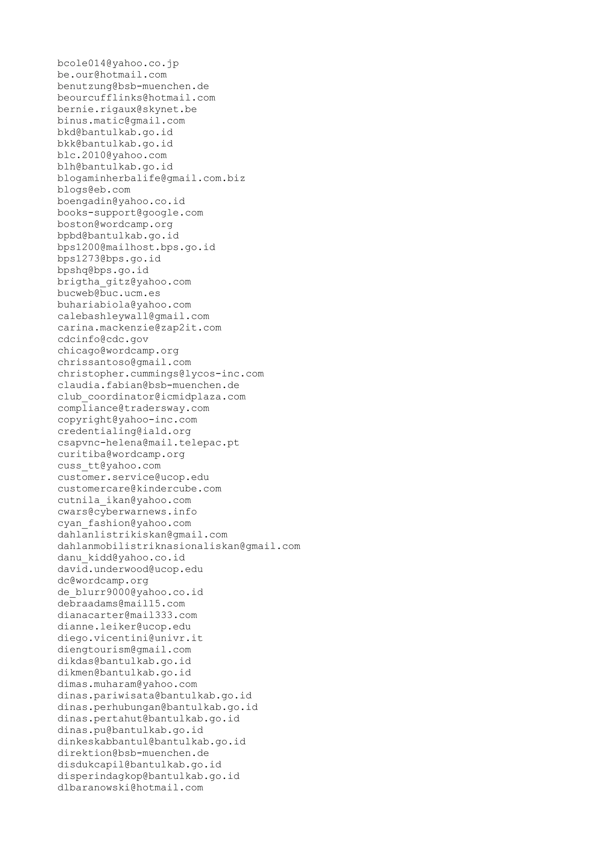 8500+ ALAMAT EMAIL:::: Daftar Alamat Surat Elektronik Gmail, YAHOOMAIL,HOTMAIL,.... | TXT