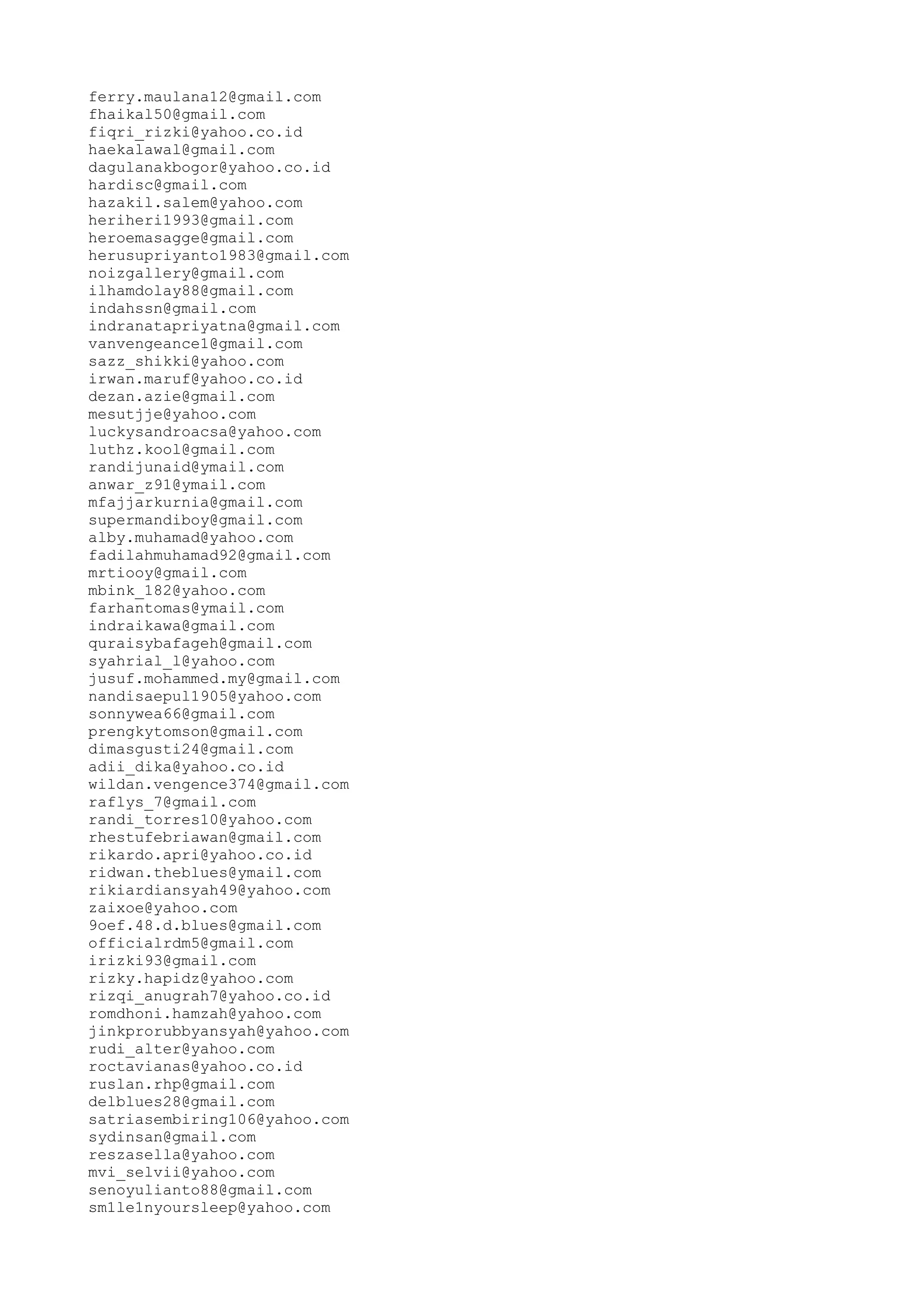 8500+ ALAMAT EMAIL:::: Daftar Alamat Surat Elektronik Gmail, YAHOOMAIL ...