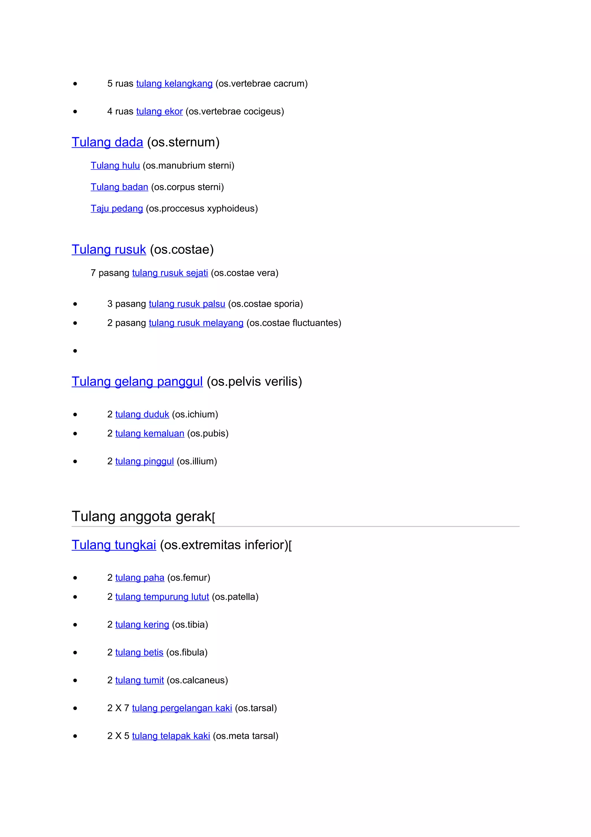 Daftar tulang pada rangka manusia | DOC