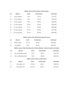 ukuran photo | DOCX