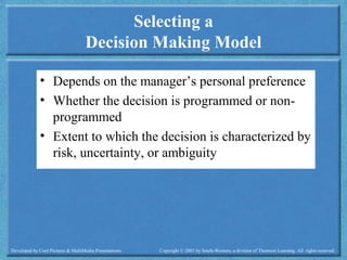 Personal Decision Making Models