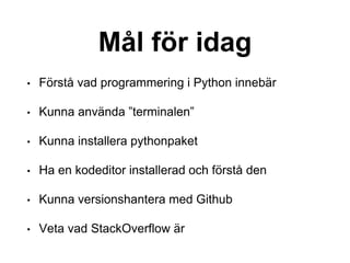 Tjejer kodar 100 - Dag 1- intro och setup | PPT