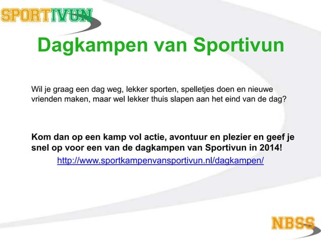 Dagkampen van Sportivun - informatieve presentatie | PPT