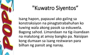 Mga Halimbawa ng Dagli para sa Aralin sa Filipino | PPTX