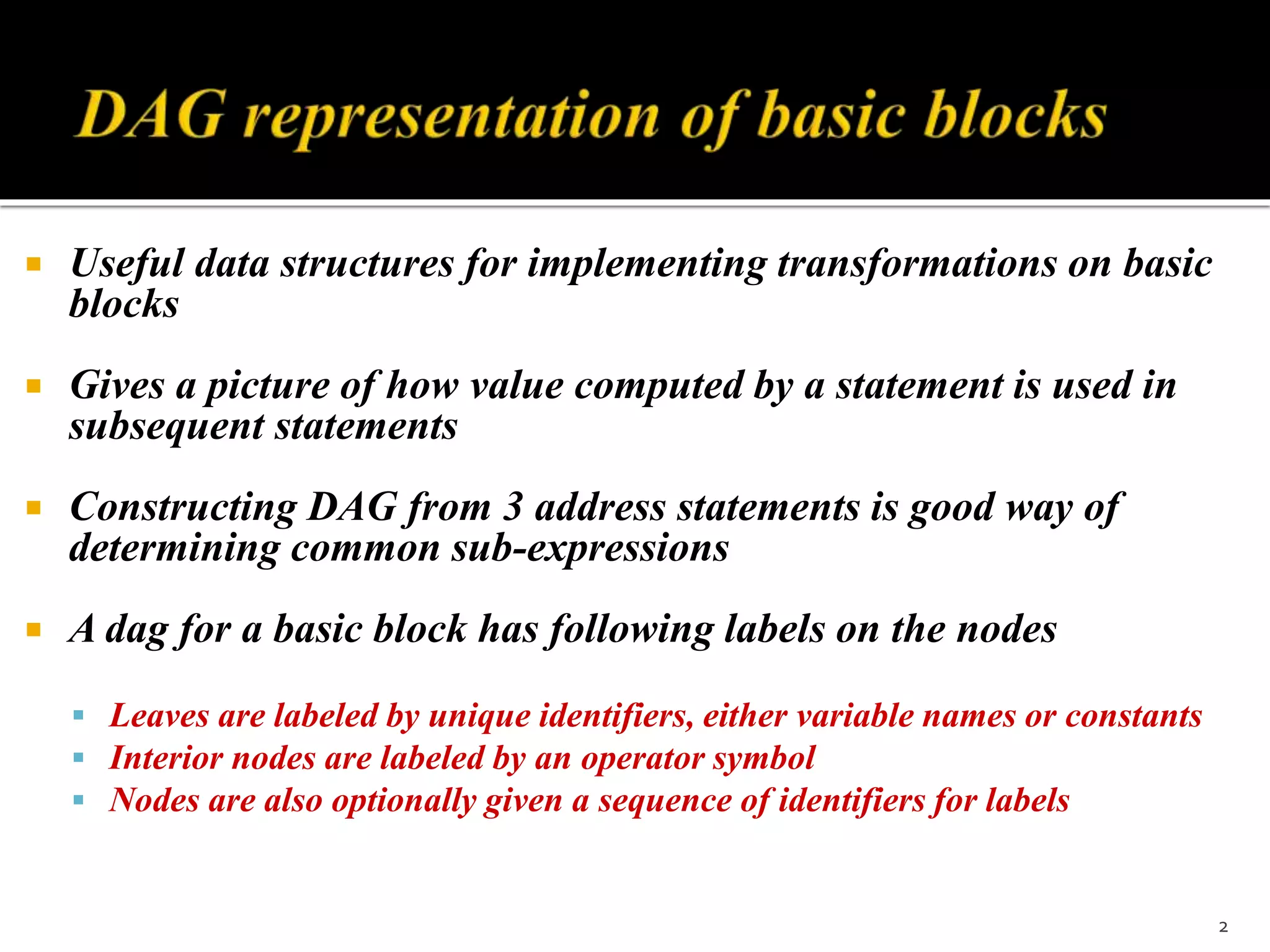 Dag representation of basic blocks | PPTX