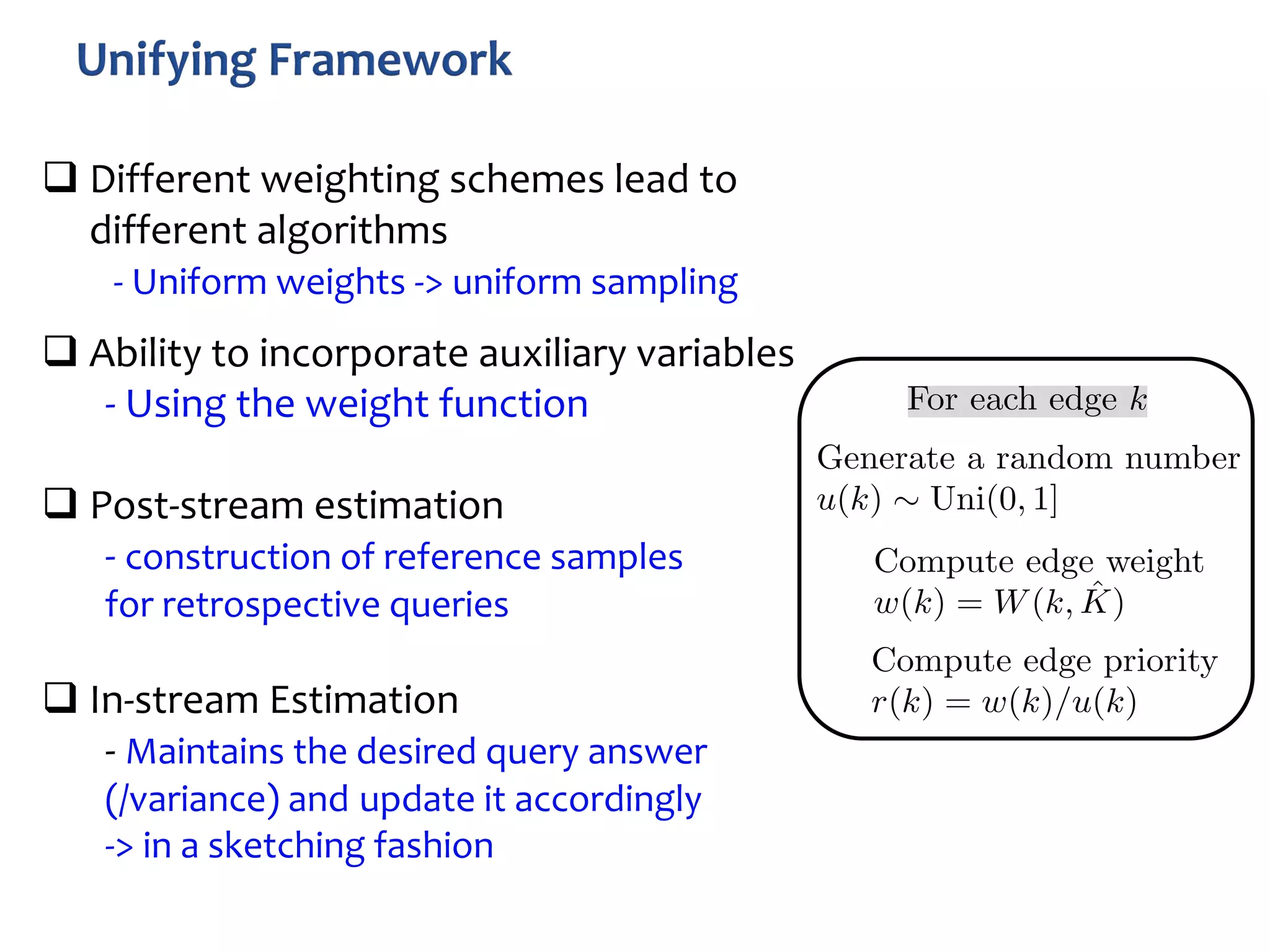 Sampling from Massive Graph Streams: A Unifying Framework | PPT
