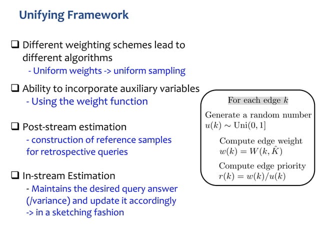 Sampling from Massive Graph Streams: A Unifying Framework | PPT
