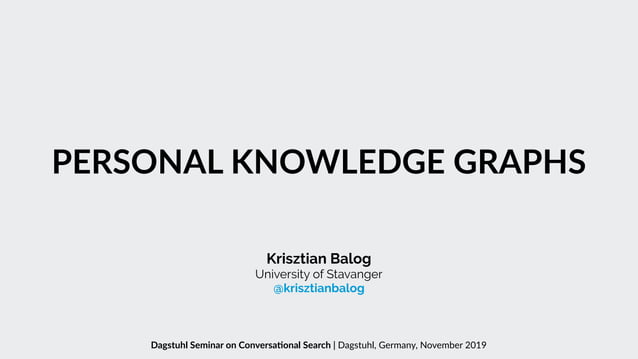 Personal Knowledge Graphs | PPT
