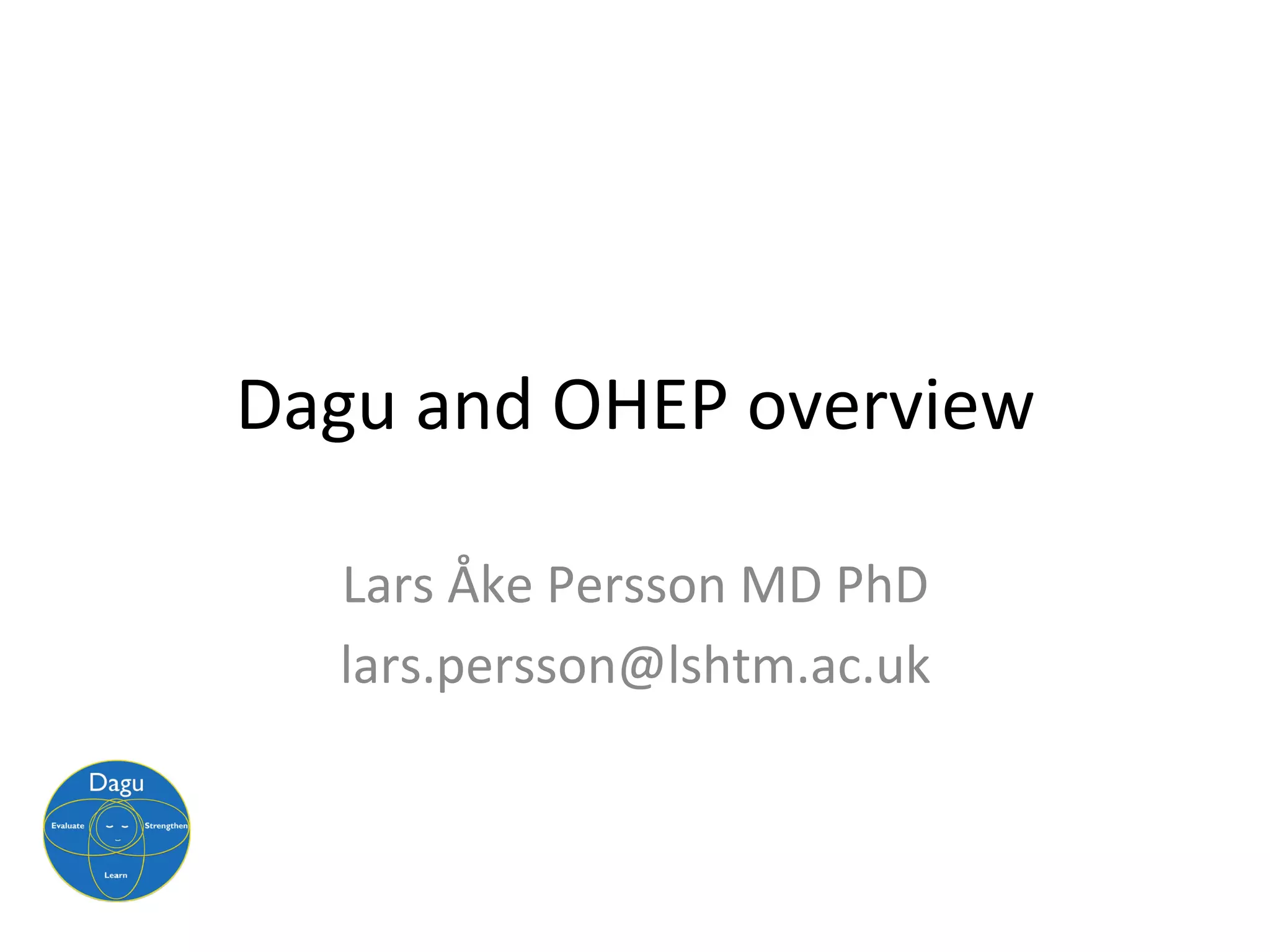 Dagu and OHEP overview - January 2017 | PDF