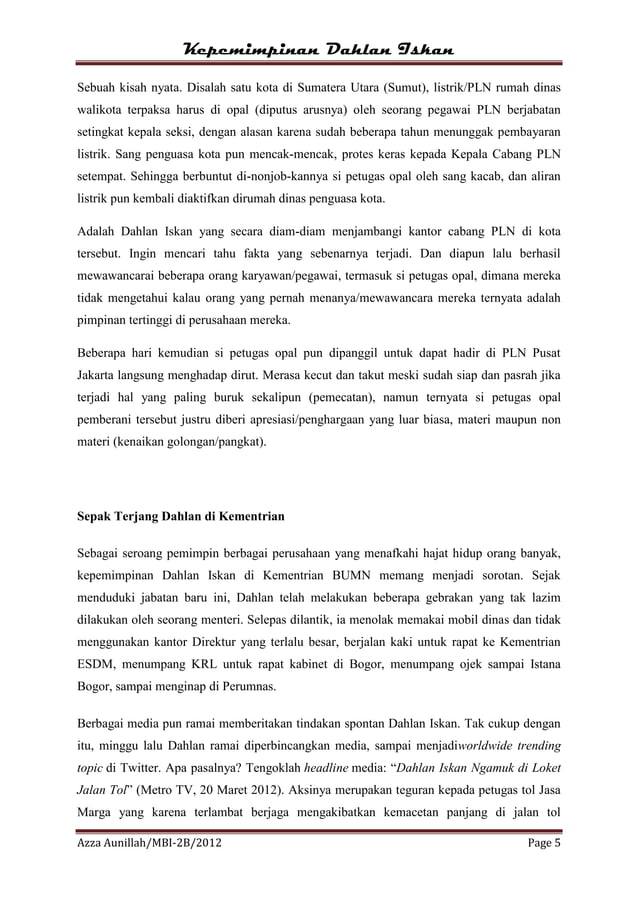 Kepemimpinen Dahlan Iskan | PDF