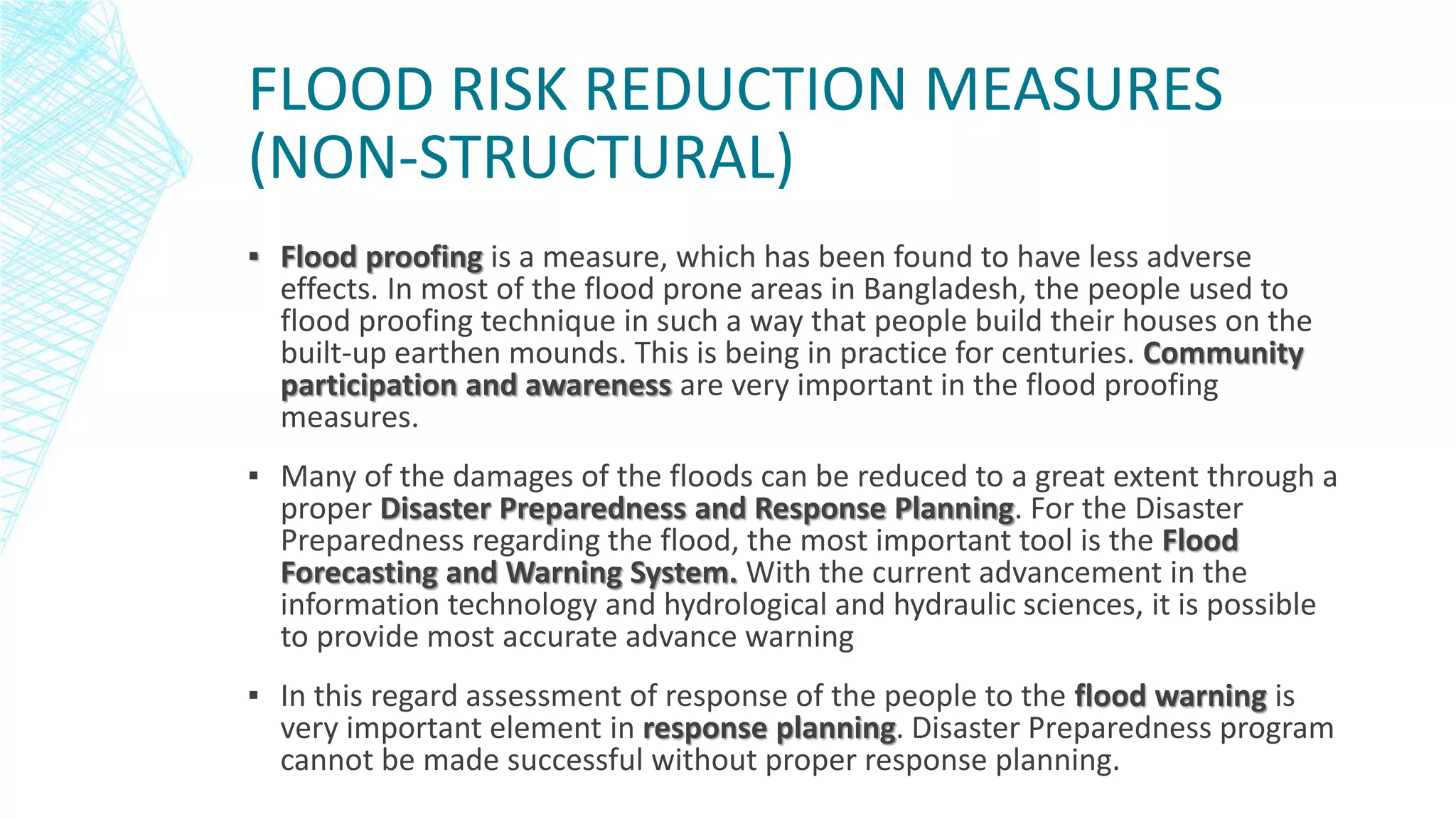 Explain with example the structural and non structural mitigation programs taken by GoB with ...