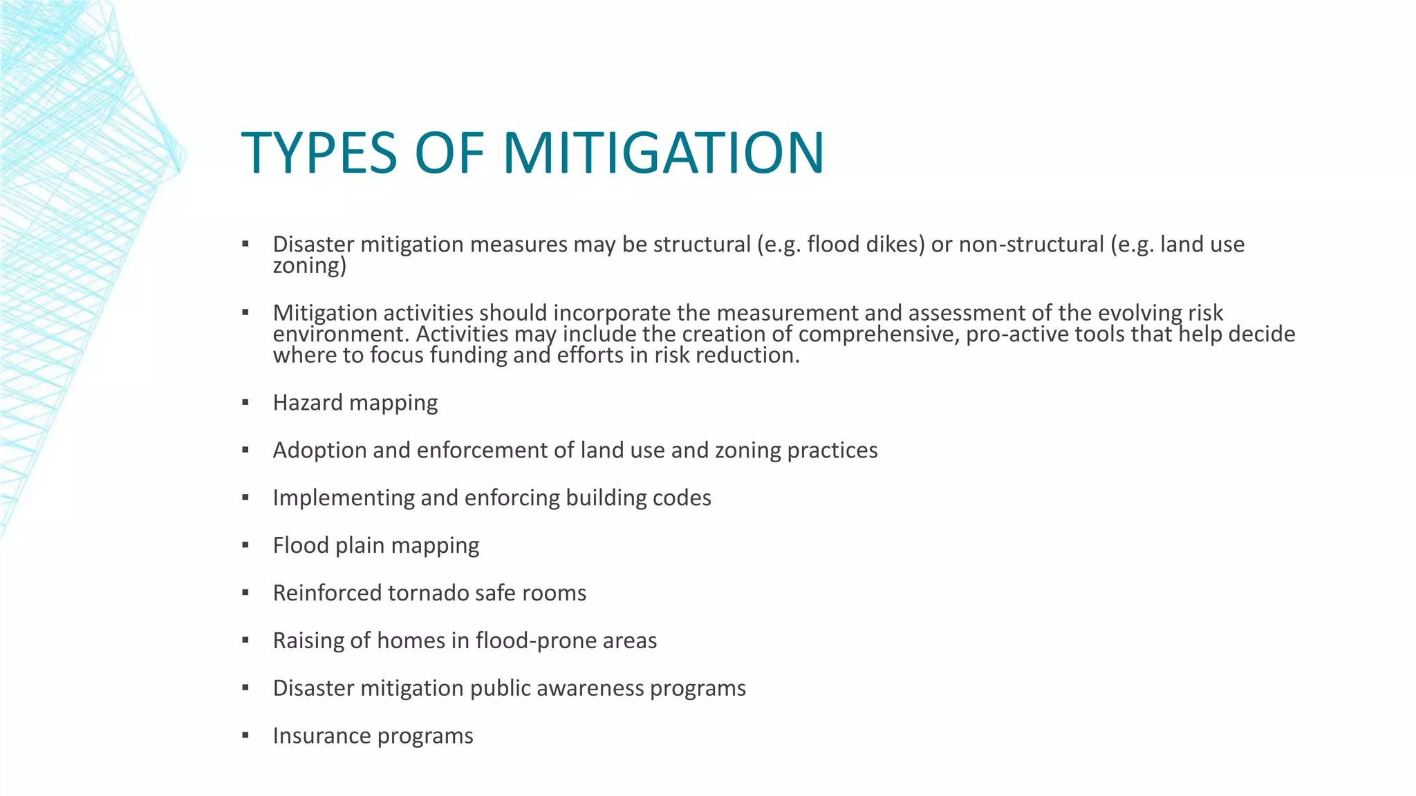 Explain with example the structural and non structural mitigation programs taken by GoB with ...