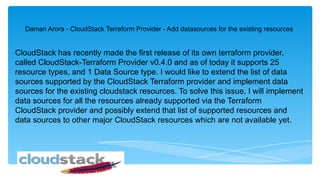 Mentored GSoC Projects At Apache (CloudStack) | PDF