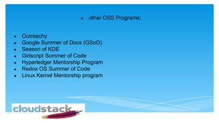 Mentored GSoC Projects At Apache (CloudStack) | PDF