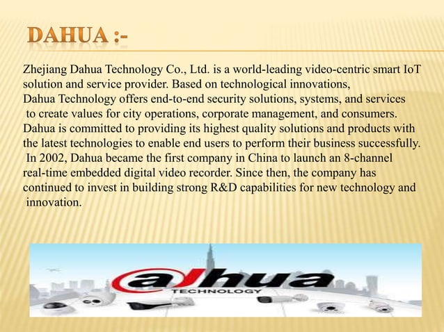 DHAUA CCTV CAMERA DEALERS IN BANGLORE | PPT