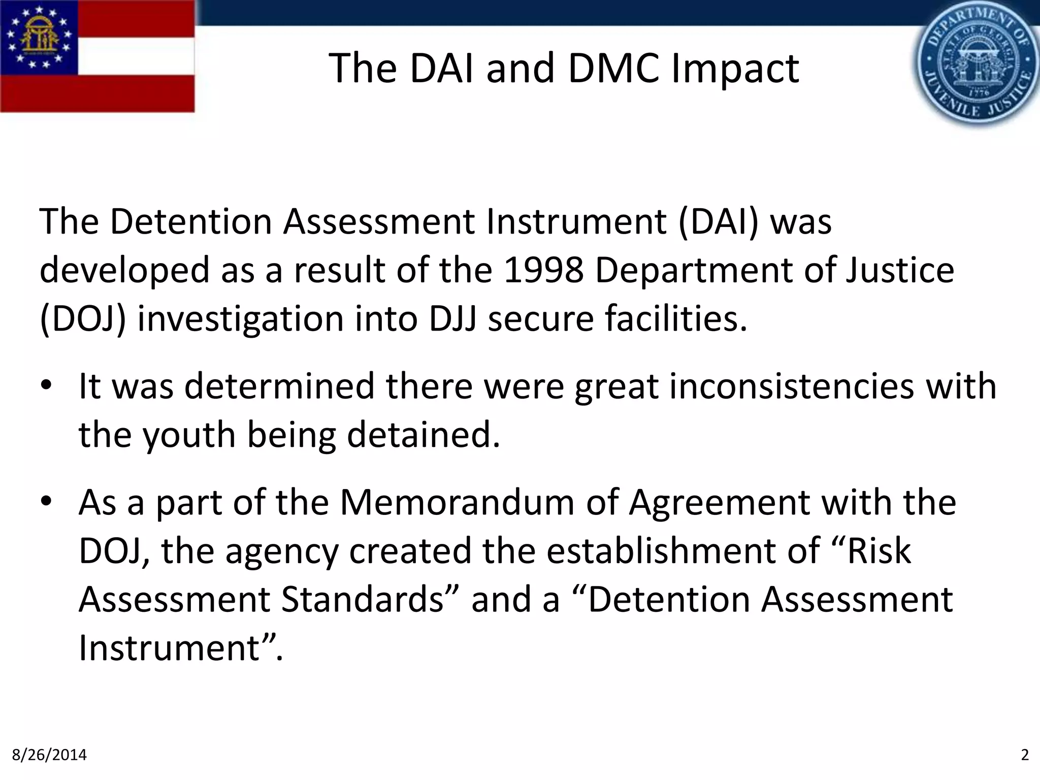Detention Assessment Instrument and DMC Impact | PPTX