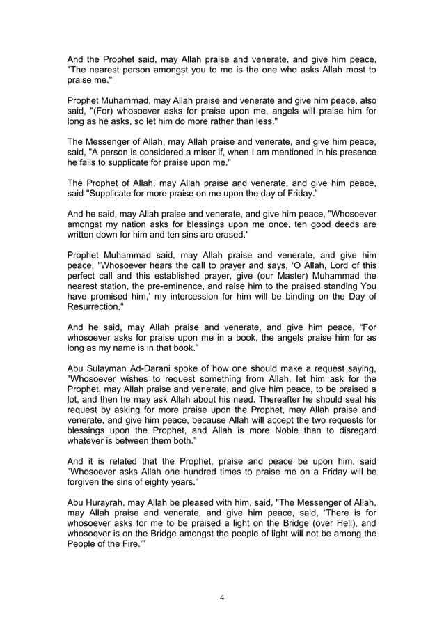 The English poem of praising the Prophet by Jazuli known as Dalail | PDF