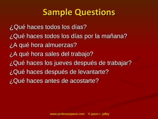 Talking About Your Daily Routine in Spanish | PPT