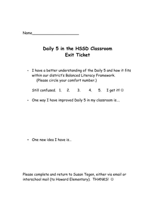 Daily 5 exit ticket | DOC