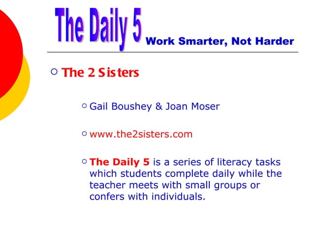 Daily 5 power point - Presentation/Summary by Susan Tegen | PPT