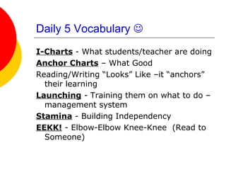 Daily 5 power point - Presentation/Summary by Susan Tegen | PPT