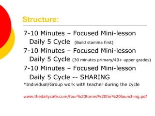 Daily 5 power point - Presentation/Summary by Susan Tegen | PPT