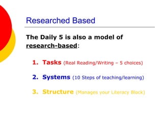 Daily 5 power point - Presentation/Summary by Susan Tegen | PPT