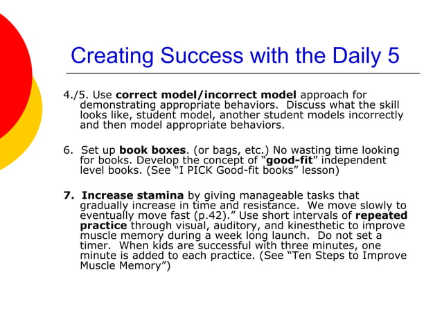 Daily 5 power point - Presentation/Summary by Susan Tegen | PPT