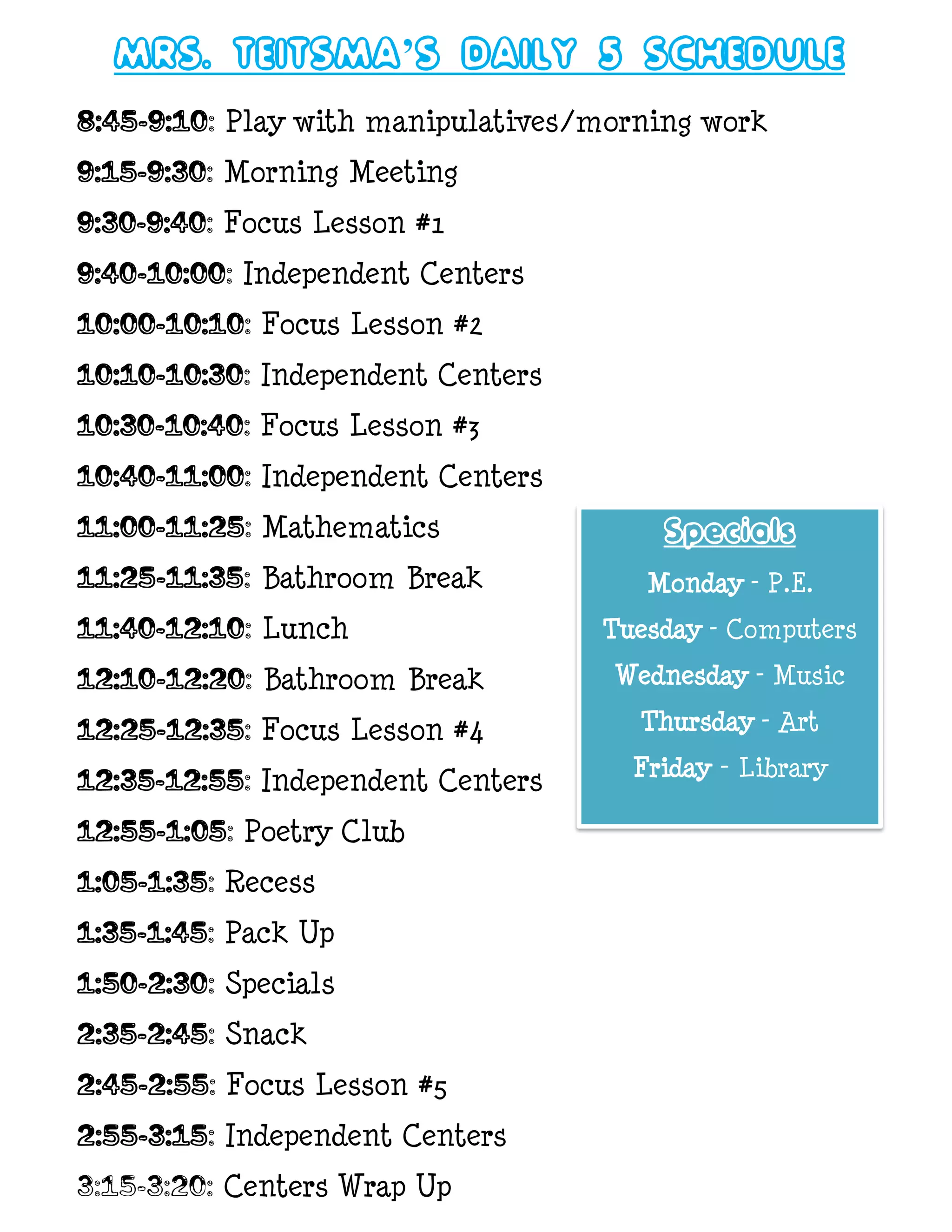 Daily 5 schedule pdf | PDF