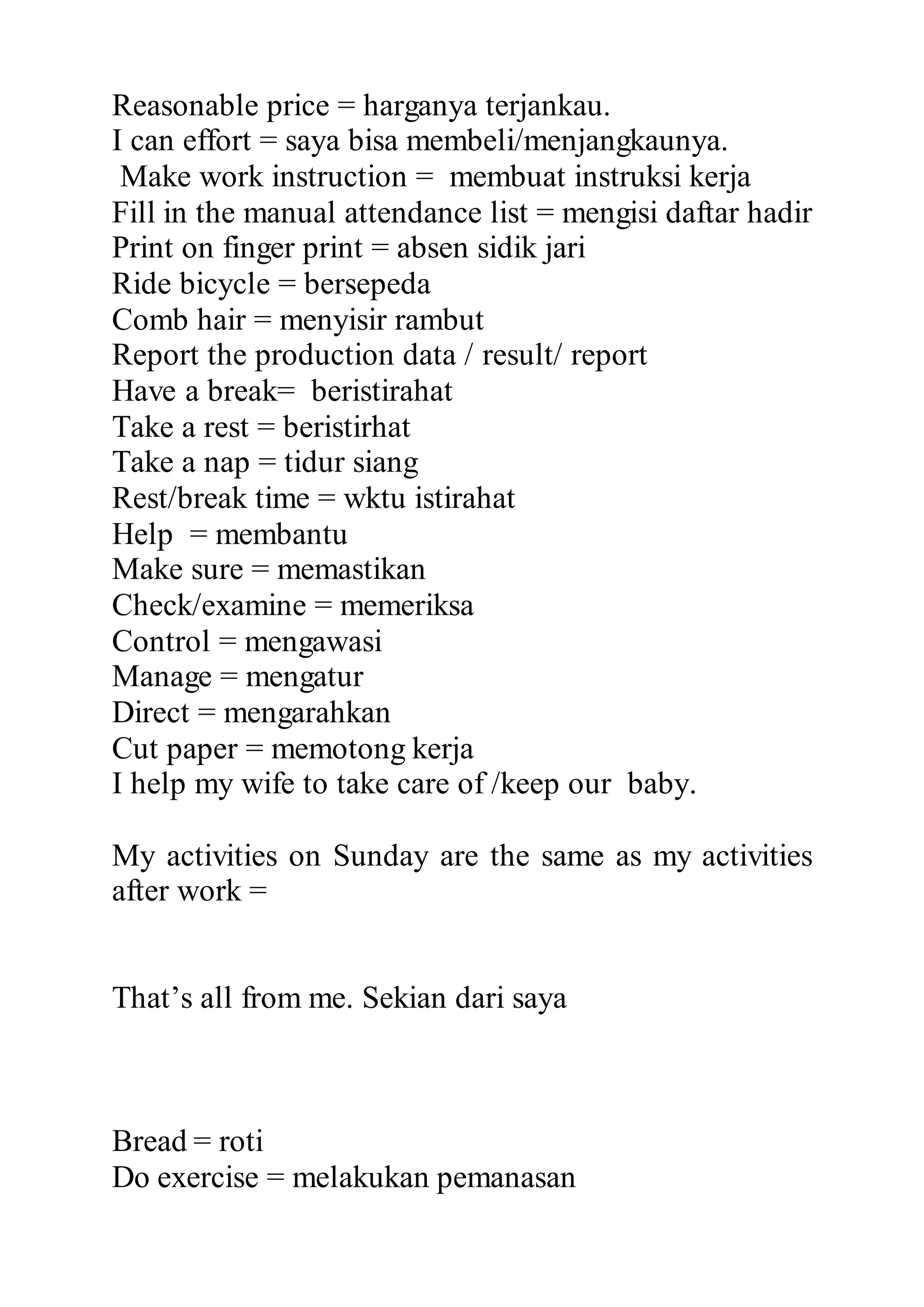 Daily activity | PDF