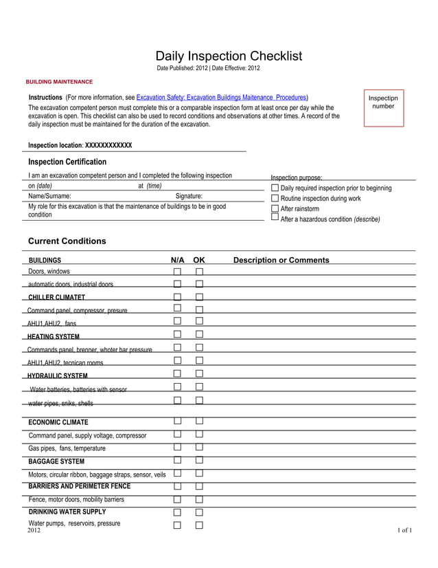 Daily check list inspect | DOC